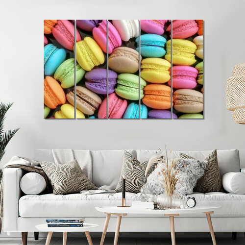 Модульная картина/Модульная картина на холсте/Модульная картина в подарок/ разноцветные макаруны - colorful macaroons 125х80