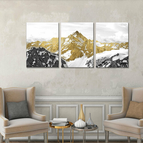 Картина интерьерная-Золотые горы 3 (3 модуля-общий размер 30х60)