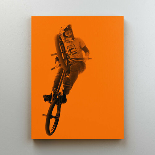 Интерьерная картина на холсте "Каскадер велосипедист" спорт, размер 22x30 см