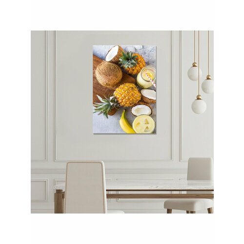 Картина на холсте с подрамником Кокосы ананасы и бананы 50х70