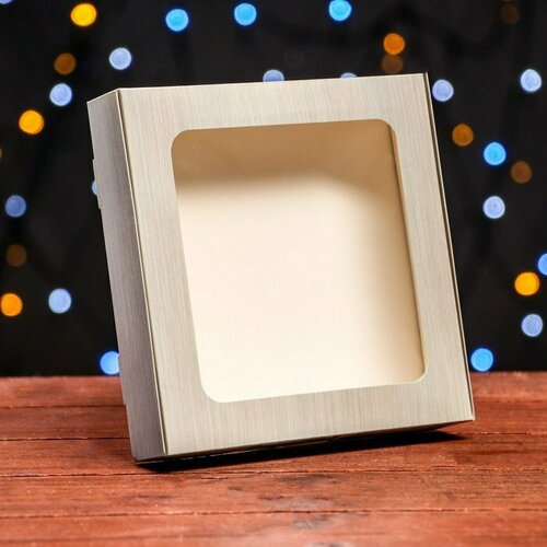 Коробка самосборная, с окном, серебрянная, 16 х 16 х 3 см (комплект из 30 шт)