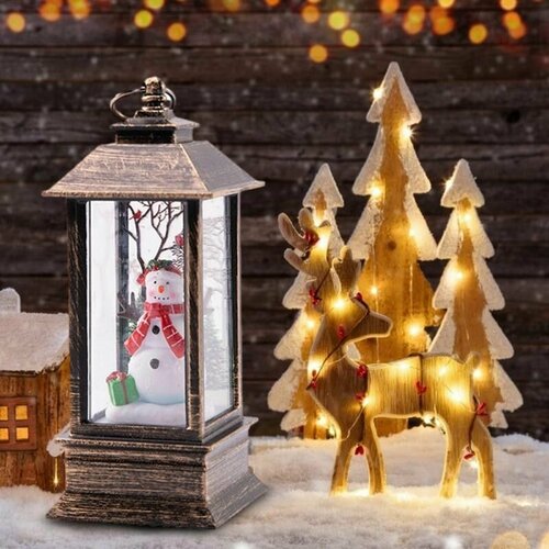 Елочное украшение светильник новогодний фонарь с подсветкой "Дед мороз"