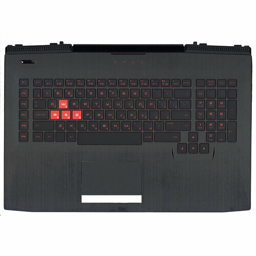 Клавиатура (топ-панель) для ноутбука HP Omen 17-AN черная с черным топкейсом