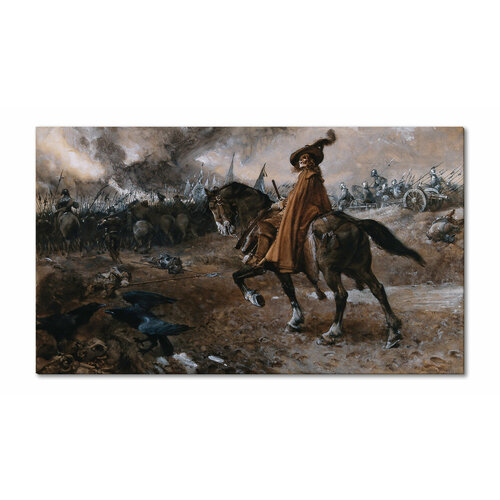 Картина для интерьера на холсте Эдгара Банди «Смерть в образе генерала на поле сражения» 23х40, холст натянут на подрамник