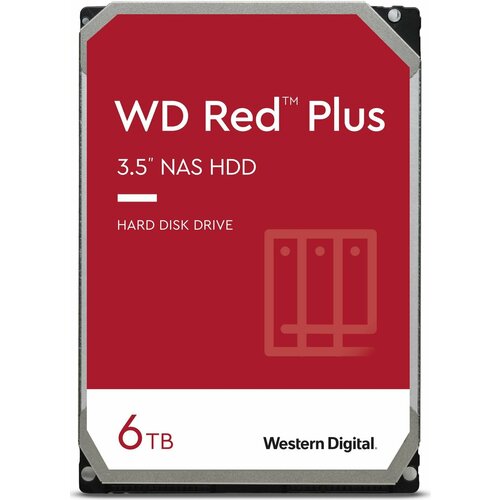 Жесткий диск 6TB Western Digital Red Plus WD60EFPX, 3.5", 5400 RPM, 128MB, SATA-III, NAS Edition (замена WD60EFZX)