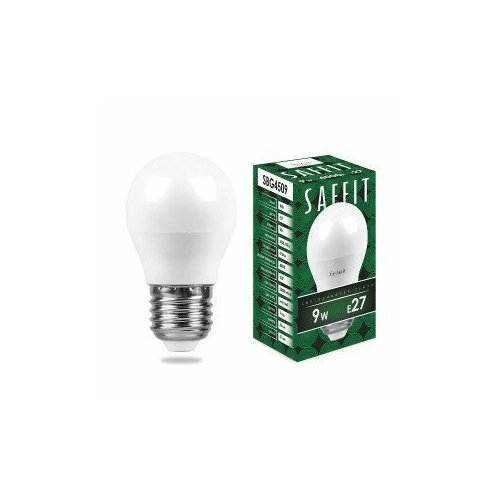 Светодиодная LED лампа Saffit шар G45 E27 9W(810Lm) 4000K 4K матовая 81x45 SBG4509 55083 (упаковка 16 штук)