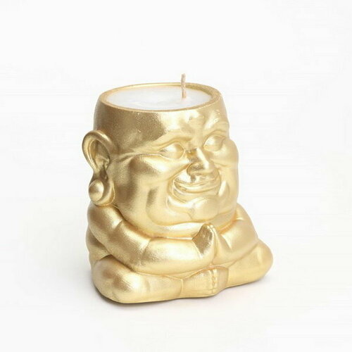Свеча "Будда" в подсвечнике из гипса,8х8х8.5см, золото