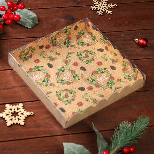 Коробка для печенья "Рождественская почта", 18 x 18 x 3 см, 5 шт.