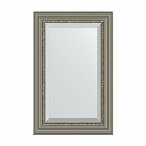 Зеркало с фацетом в багетной раме - римское серебро 88 mm