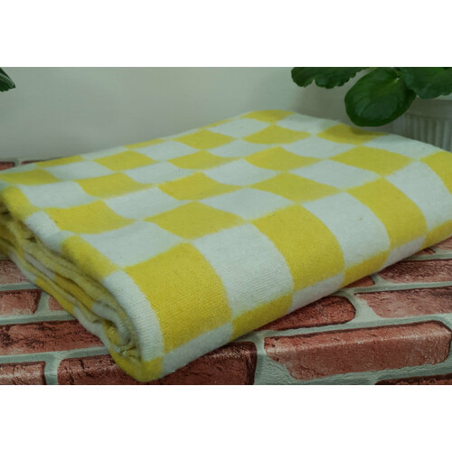 Одеяло хлопок 100% 140х205 см крупная желтая клетка пл.400гр.