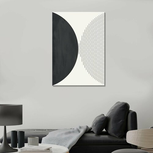 Картина на холсте для интерьера - "Чёрно-белые круги 50х70"