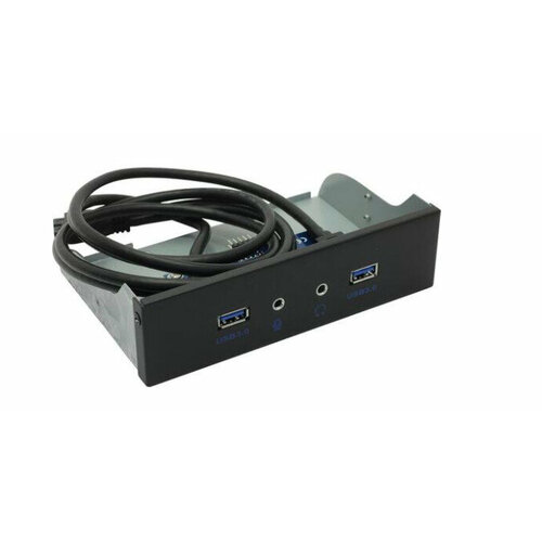Exegate EX289291RUS Планка USB на переднюю панель ExeGate U5H-627, 5,25", 2*USB3.0+2*HD Audio, черная, металл, подсоед. к MB