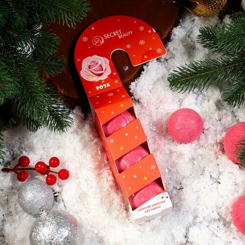 Новогодний набор бомбочек для ванны Леденец, красный, 3 шт по 70 гр