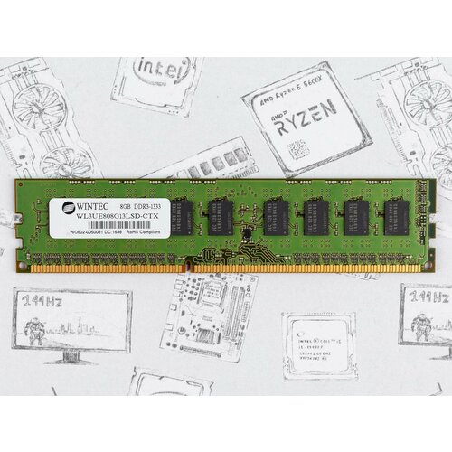 Оперативная память DIMM DDR3 8Gb 1333Mhz CL9 ECC WINTEC WL3UE808G13LSD-CTX