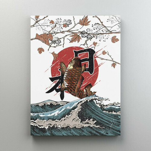 Интерьерная картина на холсте "Винтажный постер - иероглиф "Япония" размер 30x40 см