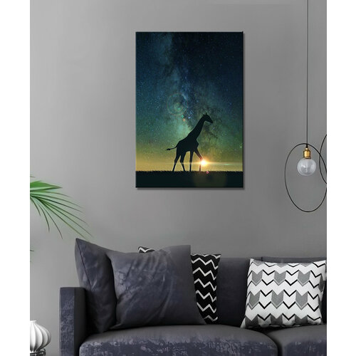 Картина - жираф, арт жираф, жираф рисунок, пятнистый жираф (3) 50х70