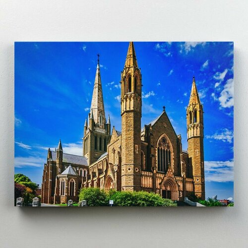Интерьерная картина на холсте "Собор Святейшего Сердца Иисуса - Неоготика Австралия" размер 40x30 см
