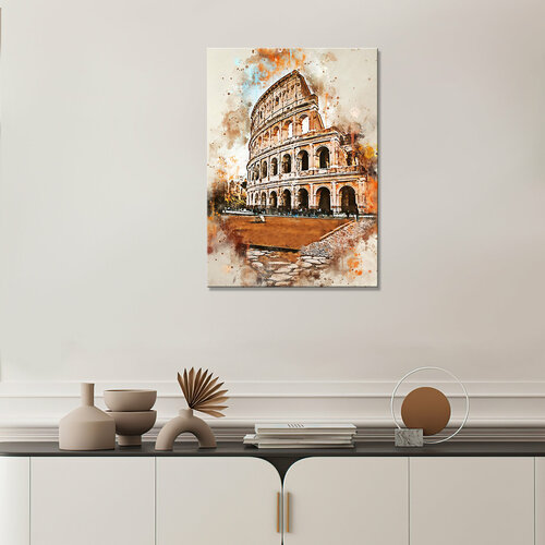 Интерьерная картина на холсте - Колизей Рим акварель 50х70