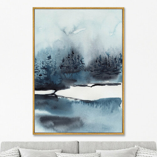 Репродукция картины на холсте Winter lake, 2021г. Размер картины: 75х105см