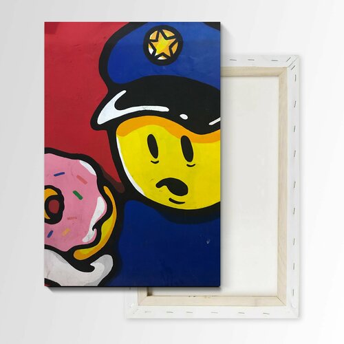 Картина на холсте - "Граффити Коп и Пончик" размер 75-50 см