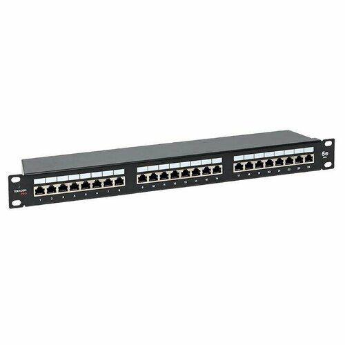 Патч-панель 19дюйм 1U кат.5E STP полн. экранир. 24 порта RJ45 Dual IDC с органайзером TERACOM PRO EKF TRP-PPNL-5ESTP-1U24