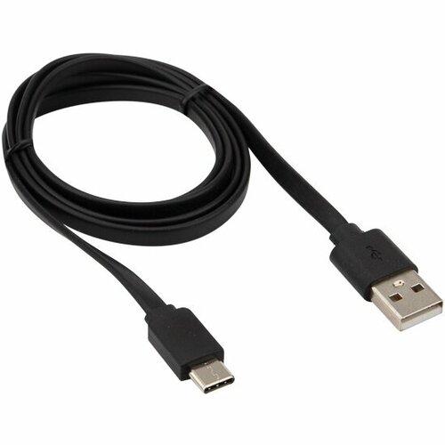 Кабель Rexant USB - Type-C, 2.4A, 1 метр, черный ПВХ, плоский