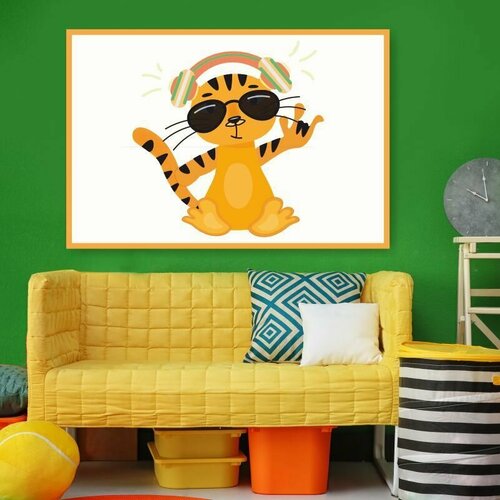 Постер для интерьера на стену Тигр Тип 1 Для Детской Горизонтальный 50х40 см в тубусе ПолиЦентр