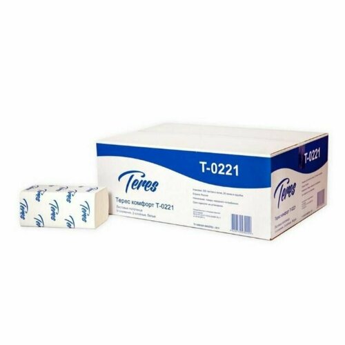 Листовые полотенца Teres (Терес) Комфорт Эко Т-0221Н, V-сложения, 2-слойные, 200 листов, 3 упаковки