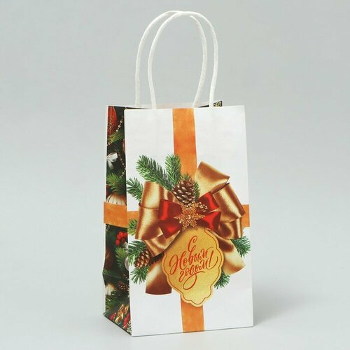 Доступные Радости Пакет крафтовый «Новогодний шик», 12 × 21 × 9 см