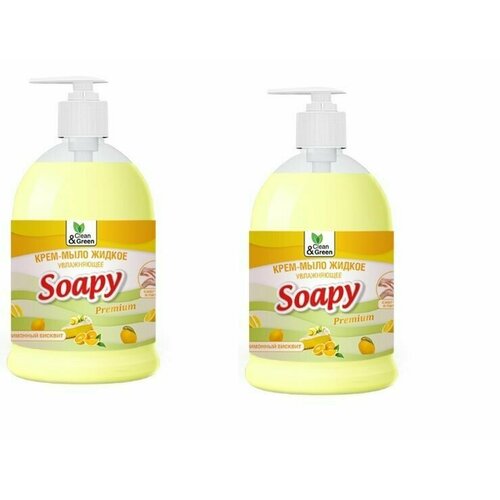 Clean&Green Крем-мыло жидкое "Soapy" лимонный бисквит, 500 мл - 2 шт