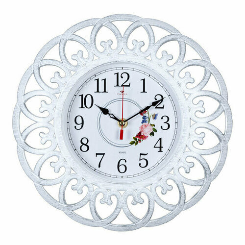 Часы настенные 3016-006W круг d-30см, корпус белый с серебром "Адажио" "Рубин"