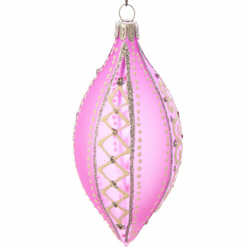 Елочка Стеклянная елочная игрушка Кружевница 13 см розовая, подвеска С 2015