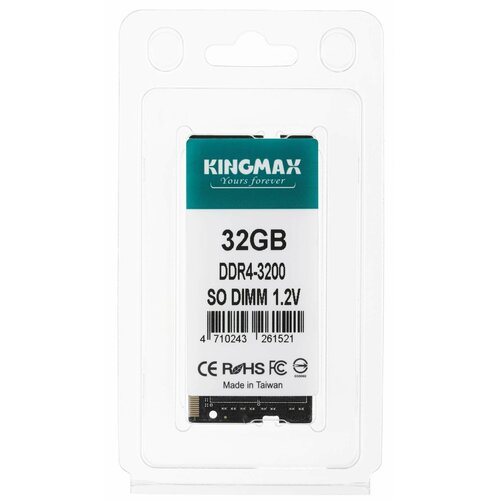 Оперативная память Kingmax DDR4 - 32GB, 3200 МГц, SO-DIMM, CL22 (km-sd4-3200-32gs)