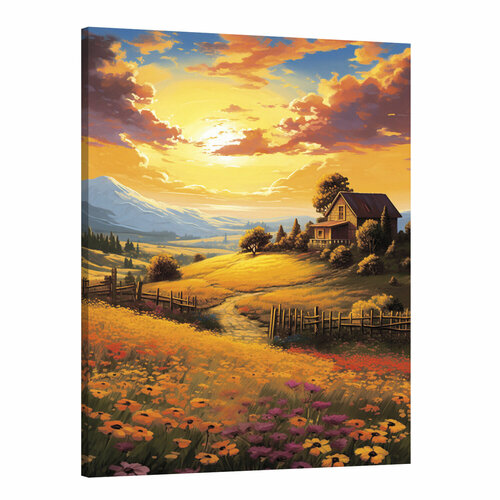 Интерьерная картина 50х70 "Ван Гог и его вдохновение: пейзажи, оживающие на холсте"