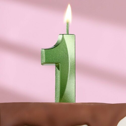 Свеча в торт на шпажке «‎Грань», цифра "1", изумруд, 13 см