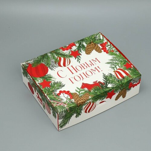 Дарите Счастье Коробка складная «Новогодние игрушки», 31 х 24.5 х 9 см