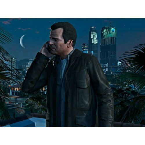 Плакат, постер на холсте Grand Theft Auto 5-Майкл/игровые/игра/компьютерные герои персонажи. Размер 42 х 60 см