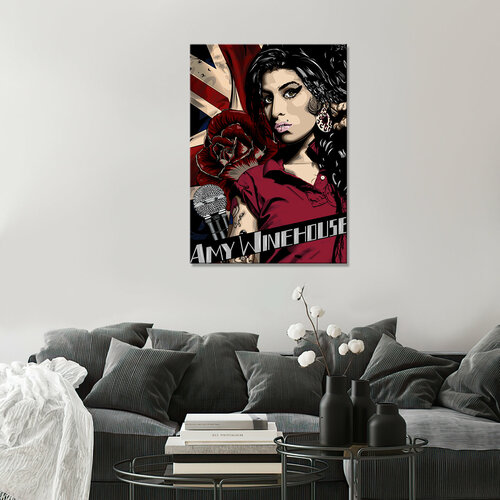 Картина/Картина на холсте для интерьера/Картина на стену/Картина для кухни/ -Amy Winehouse бордо 20х30