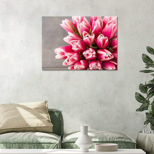 Интерьерная картина на холсте - розовые тюльпаны 20х30