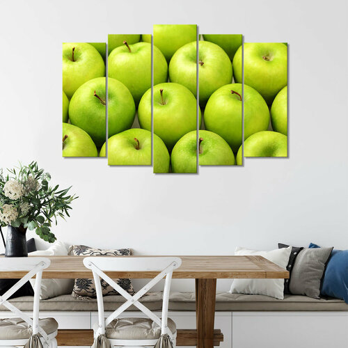 Модульная картина/Модульная картина на холсте/Модульная картина в подарок/ Зеленые яблоки - Green apples 2 125х85