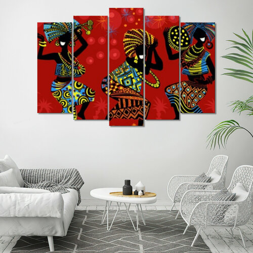 Модульная картина на холсте/африканские танцы/african dances 150х100