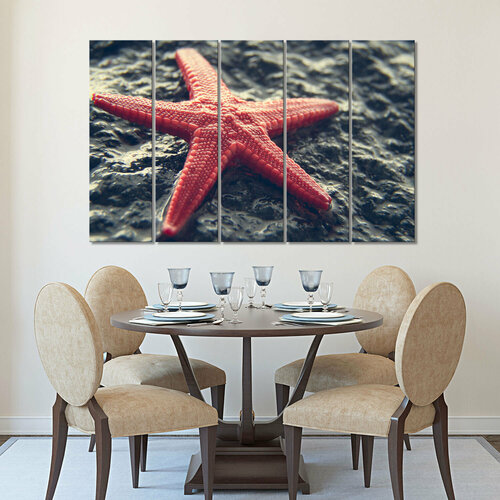 Модульная картина/Модульная картина на холсте/Модульная картина в подарок/красная морская звезда-red starfish 125х80