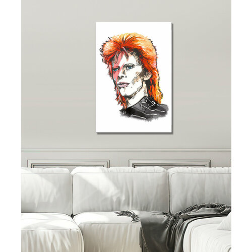 Картина/Картина на холсте для интерьера/Картина на стену/Картина для кухни/ -Дэвид Боуи рыжие волосы 20х30