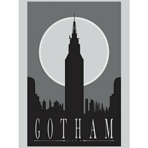 Плакат, постер на бумаге Batman: Gotham City/Бэтмен: Готэм Сити/черно-белый. Размер 42 х 60 см