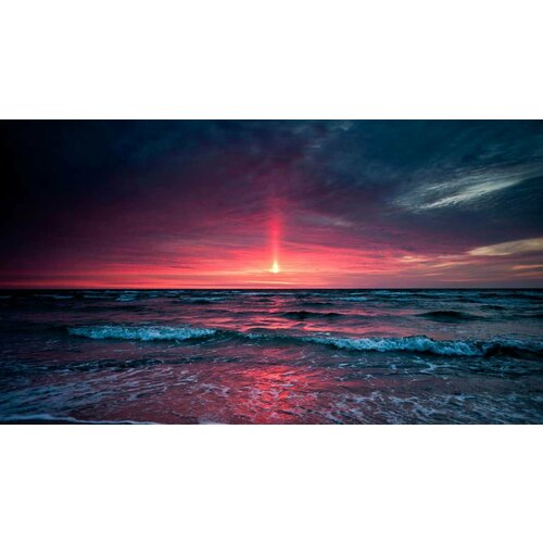 Картина на холсте 60x110 Альянс Лес "Море небо закат Sunset" на подрамнике / интерьер/ декор