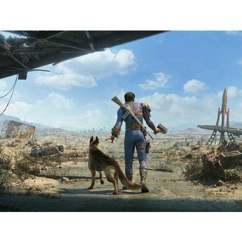 Плакат, постер на холсте Fallout 4/Фаллаут 4/игровые/игра/компьютерные герои персонажи. Размер 21 на 30 см