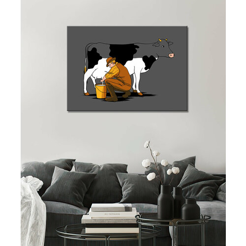 Картина -Корова, корова арт, мультяшная корова (2) 50х70