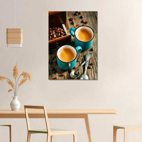Картина/Картина на холсте для интерьера/Картина на стену/Картина для кухни/ - Две кружки кофе 30х40