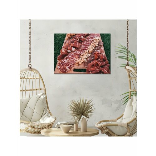 Картина на холсте с подрамником колбаса и орешки 20х30