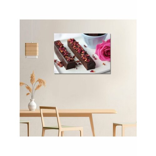 Картина на холсте с подрамником Шоколад и цветы 20х30
